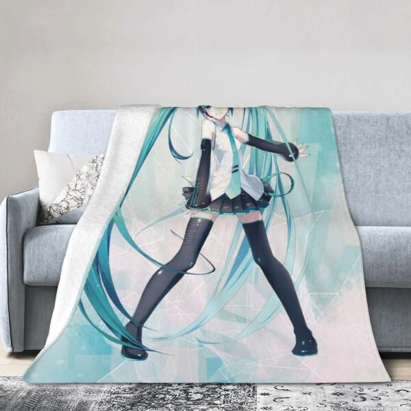 JMI 初音 ミク ブランケット フランネル ふんわりおしゃれ毛布オールシーズン 洗える 50"x40"商品コード：55080930235