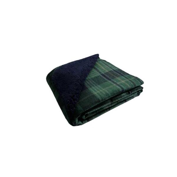Desde Hoy 毛布 シングル ブランケット 寒さ対策 ひざ掛け ハーフケット オフィス 二枚合わせ 厚手 掛け毛布 チェック柄 モコモコ 柔らかく肌触り 暖かい おしゃれ 静電気防止 洗える (グリーン, 70ｘ100)商品コード：5...