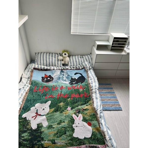 Life is a walk in the park.可愛い おしゃれ マルチカバー ブランケット ，ソファーカバー,洗濯可能 インテリア, ベッドカバー (130X160cm)商品コード：55080931714型番：1サイズ：130X16...