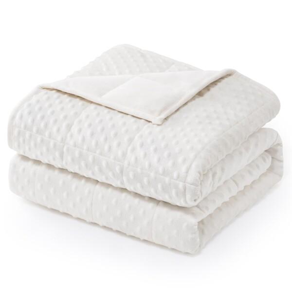 Wemore ミンキードット 加重ブランケット 大人用 クイーンサイズ 12ポンド ベッドとカウチ用 ソフトで心地よいヘビーブランケット オールシーズン用 ガラスビーズ付き ホワイト 60×80インチ商品コード：55080931792サイズ...