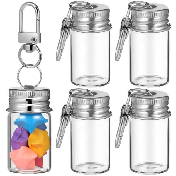 VILLCASE 5個 ミニグラスボトルキーチェーン 透明ガラス小瓶 蓋付き ポータブル 小瓶キーホルダー Diyクラフト用 香水 メッセージ 保存用商品コード：55080932313型番：Z1622E22SOREカラー：透明これらの小さな...