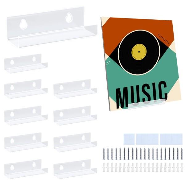 TeJoyce 透明 レコードラック アクリル製 10個セット レコード壁掛け棚 cd 飾る マガジンラック 簡単取付 ネジとテープ付き 写真 フィギュア 展示棚 壁面収納 ディスプレイ商品コード：55080932326型番：49-TMP-...