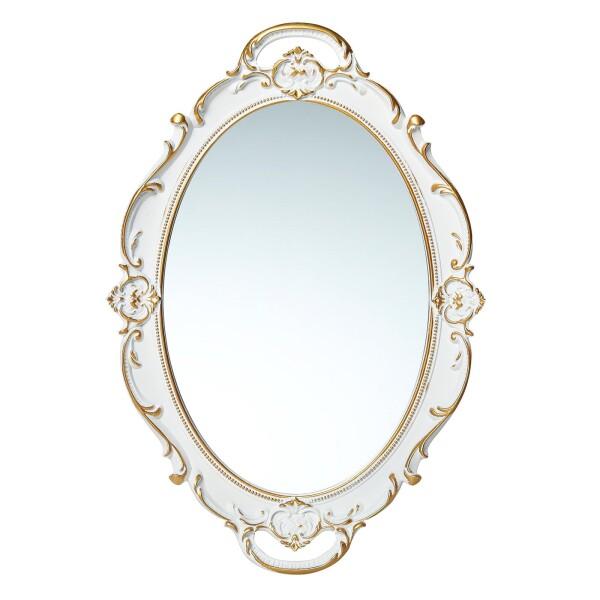 LONGWIN レトロな楕円形の壁掛け装飾鏡、リビング/寝室用の華やかな小さな掛け鏡、香水/化粧トレー、10 x 14.5インチ（白色）商品コード：55080932631型番：LSJZ060-1Aカラー：ホワイト高品質:レトロな楕円形の壁鏡...