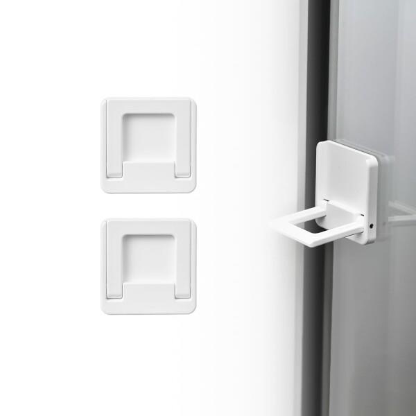 Mikankawa 引き戸 ストッパー 窓 ロック 引き出し取っ手 粘着式 穴開き不要 転落/侵入防止 子ども ペット 多目的使用可能 (2個)商品コード：55080933096型番：FS36カラー：2個サイズ:48x48x7mm　重量:1...