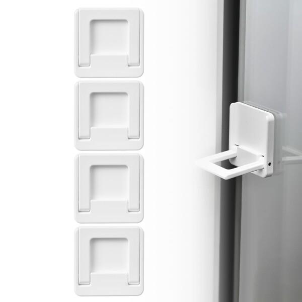 Mikankawa 引き戸 ストッパー 窓 ロック 引き出し取っ手 粘着式 穴開き不要 転落/侵入防止 子ども ペット 多目的使用可能 (4個)商品コード：55080933097型番：FS36カラー：4個サイズ:48x48x7mm　重量:1...