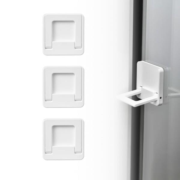 Mikankawa 引き戸 ストッパー 窓 ロック 引き出し取っ手 粘着式 穴開き不要 転落/侵入防止 子ども ペット 多目的使用可能 (3個)商品コード：55080933122型番：FS36カラー：3個サイズ:48x48x7mm　重量:1...