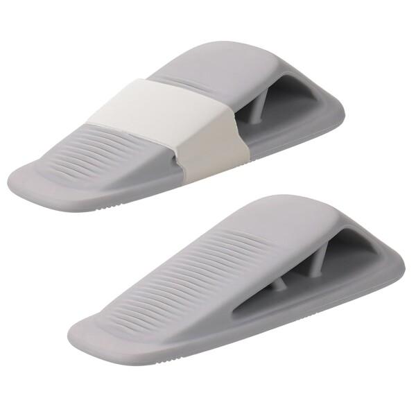 Refoiner ドアストッパー 室内 強力ドア用 ストッパー 玄関 扉 ストッパー 引き戸 弾性 柔軟 扉止め 差し込み式 防風強力固定 シンプル スライドドア 家庭 プレミアム オフィス用 収納スロット付き グレー 2個パック商品コード...