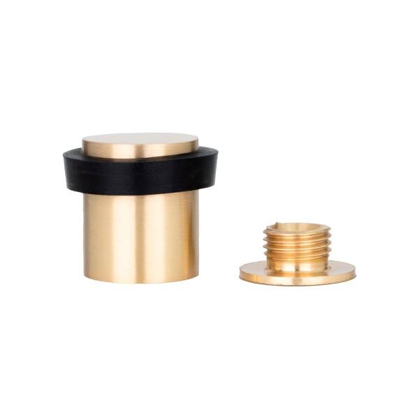 EVI ハードウェア｜真鍮製ドアストッパー｜20x25mm｜ネジ式ベース｜マットサテン仕上げ、ブラック天然シリコン保護ゴム｜ネジ＋固定ダボ付き｜I-180商品コード：55080933163型番：040180CBMTサイズ：0,79x0,99...