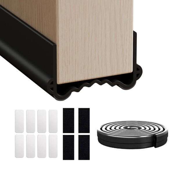 ドア 隙間 防音 吸音材付き ドアすきま風防止ガード 防虫防塵 防音 冷気漏れ&amp;暖房効率アップ 花粉対策 隙間風防止ガード 玄関 隙間埋め 取り付け簡単 PVC素材 耐久良い 丸洗い可能 長さ1M (小サイズ・厚さ3.5-5.5cm...