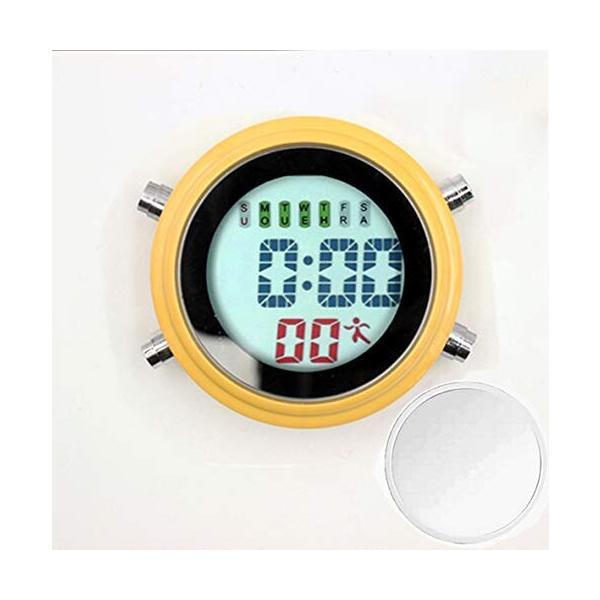 ミニ 防水クロック シャワー時計 バスルーム時計 お風呂時計 壁掛時計 電子時計 目覚まし時計 アラーム カレンダー表示 タイマー 夜光機能 多機能 吸盤 デジタル 防滴 キッチン 浴室 車用 家庭用 おしゃれ シンプル かわいい (黄)商...