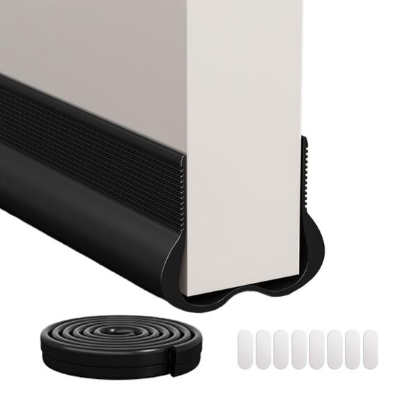 すきま風防止ガード 防音・防塵・防虫対策 冷気遮断 暖房効率アップ 長さ93cm 調整可能 玄関・引き戸・室内用 ドア下すきまカバー PVC素材 丸洗い可 簡単取り付け (ブラック)商品コード：55080934759型番：Fuwaloo-D...