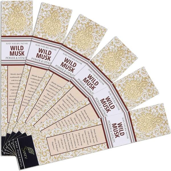 SVATV Wild Musk :: Hand Rolled Masala Incense Stick Made in India 15g Pack 6商品コード：55080935131型番：S-MUSK_15g_6Boxサイズ：90gカラ...