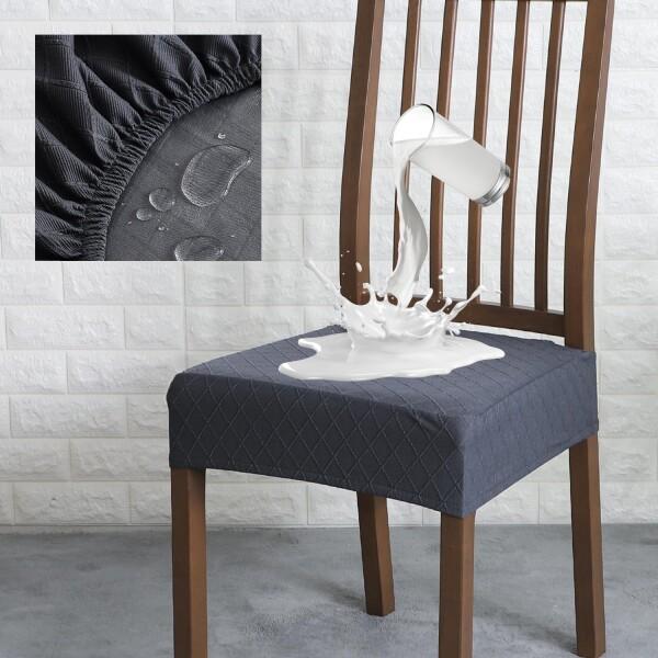 「§ｚｚ．ｌｕｘｉ」座面カバー チェアカバー 完全防水 2枚セット 菱形ジャカードデザイン 背部バックル付き TPU生地 100%防水 ダイニングチェアカバー ストレッチ 伸縮素材 耐久性 汚れ防止 ファッション 洗える 家庭 ホテル ペッ...