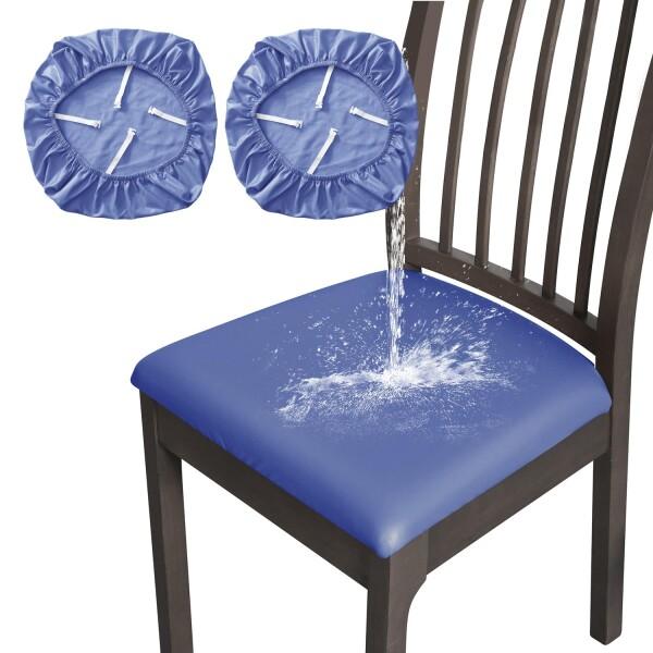 「§ｚｚ．ｌｕｘｉ」PU座面カバー チェアカバー 2枚 椅子カバー 防水 ダイニングチェアカバー ストレッチ 伸縮素材 耐久性 汚れ防止 ファッション 洗える 家庭 ホテル ペット パーティー ウェディング キッチン 洗える 取り外し可能(...