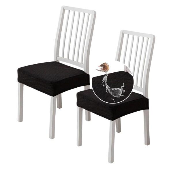 (Vzcm)椅子カバー 防水 デスクチェアカバー 座面のみ 2枚 ダイニングチェアカバー 座面カバー 伸縮素材 デスクチェアカバー 耐久性 高弾力 汚れ防止 洗える 簡単着脱 犬猫対策 家庭 会議 お祝い ホテル ウェディング 結婚式(ブラ...