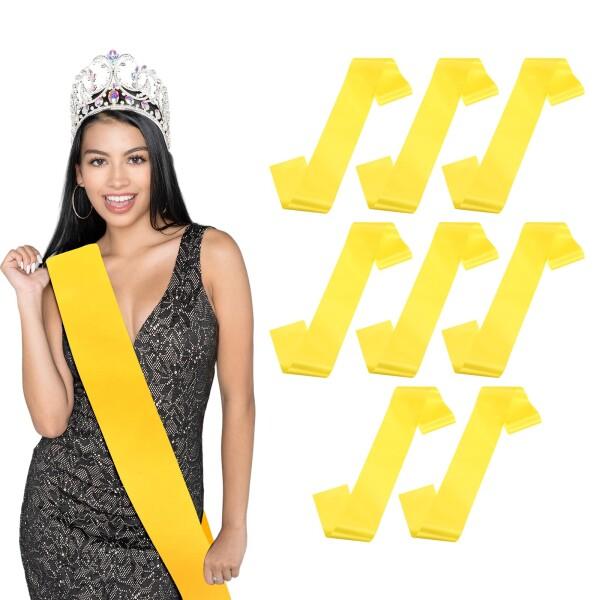 M METERXITY 8パック 空白サテンサッシュ 3.8" x 63" パーティーアクセサリー ウェディング/バースデー/コンテスト/パーティー装飾/DIYサッシュ/卒業式 (イエロー)商品コード：55080937966型番：mma24...