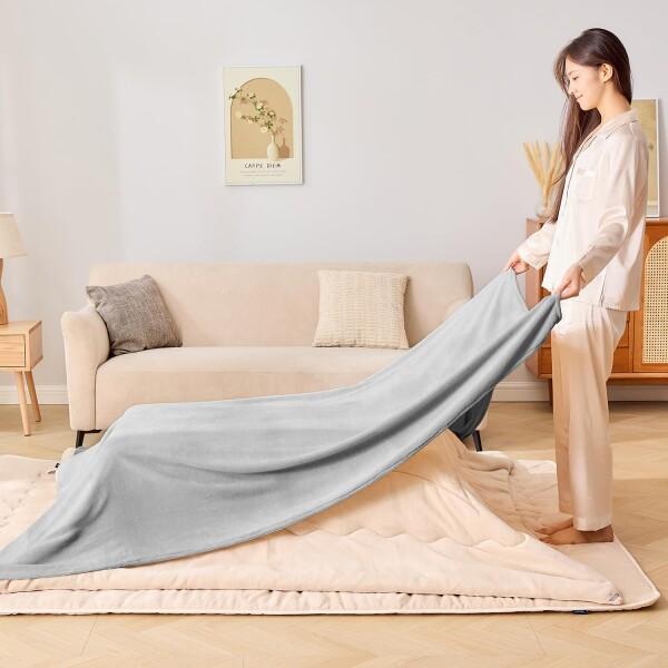 EMMEこたつ上掛けカバー 長方形 190×240cm こたつカバー マルチカバー ひもで締める 暖かい 汚れ防止 こたつ布団カバー 固定コタツ 洗える 上掛け 毛布 ふわふわ ズレない ゲット 毛抜けない 静電気防止 薄型 グレー商品コー...
