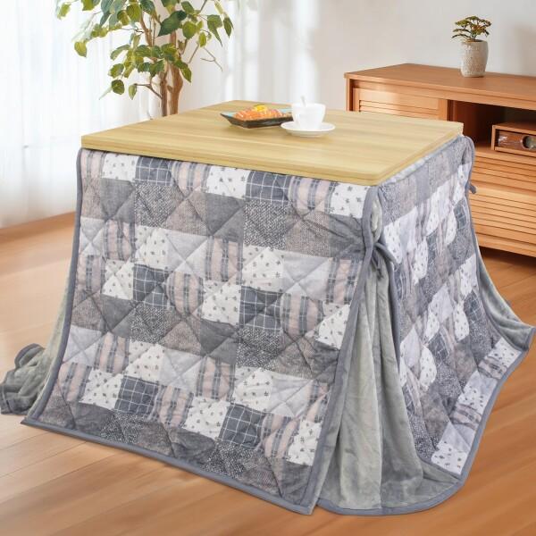 JEMA ハイタイプ こたつ布団 単品 ダイニング テーブル用こたつ布団 ダイニングコタツふとん 省スペース 長方形 こたつ掛け 吸湿発熱 洗える ふわふわ感触 フランネル素材 約240x265cm チエック グレー商品コード：550809...