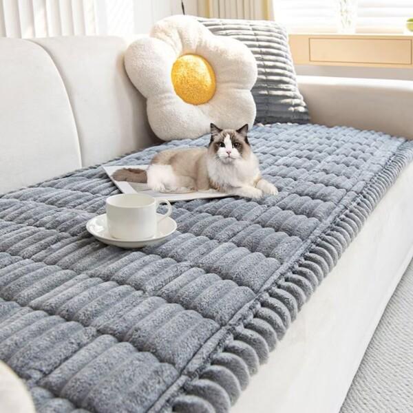 YKFN ソファーカバー ソファーパッド 1人2人3人4人掛け 肘付き 肘なし ソファカバー 掛けるだけ 犬 猫 傷防止 あったか もこもこ 滑り止め シートクッション 防塵カバー 厚手 無地 座面カバー 汚れ防止 ベッドカバー カウチ L...