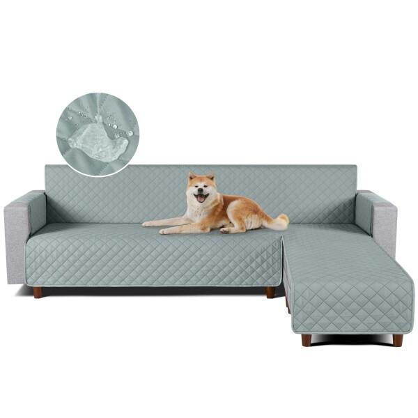 TAOCOCO 防水 カウチソファカバー コーナーソファカバー ソファーベッドカバー オットマンカバー コンパクト L字 肘付き 2人3人掛け 犬猫対策 毛髪不粘着 滑り止め 替えソファカバー 防塵 汚れ防止 撥水加工 丸洗い可能 (グリー...