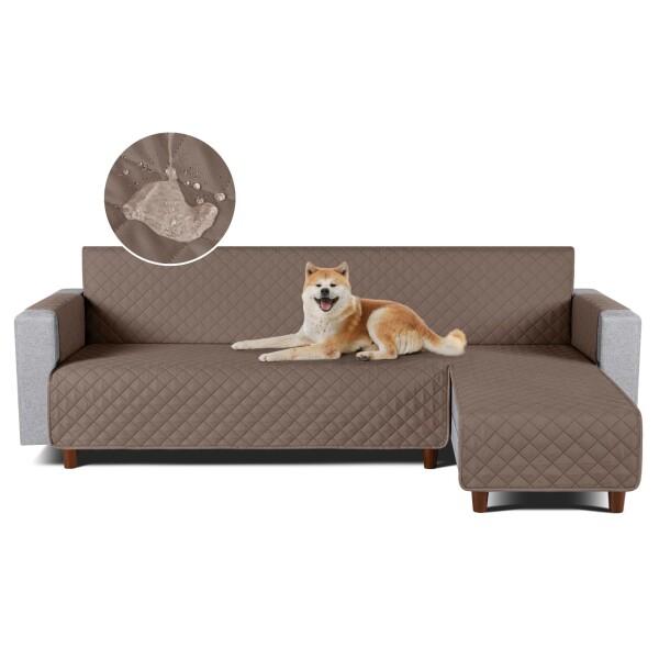 TAOCOCO 防水 カウチソファカバー コーナーソファカバー ソファーベッドカバー オットマンカバー コンパクト L字 肘付き 2人3人掛け 犬猫対策 毛髪不粘着 滑り止め 替えソファカバー 防塵 汚れ防止 撥水加工 丸洗い可能 (ブラウ...