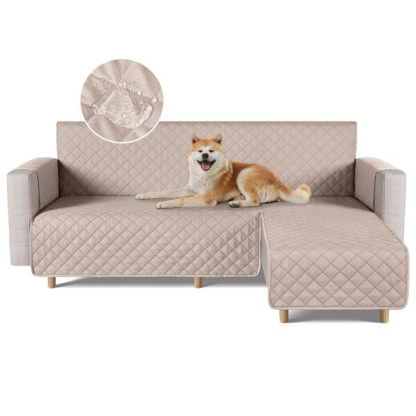 TAOCOCO 防水 カウチソファカバー コーナーソファカバー ソファーベッドカバー オットマンカバー コンパクト L字 肘付き 2人3人掛け 犬猫対策 毛髪不粘着 滑り止め 替えソファカバー 防塵 汚れ防止 撥水加工 丸洗い可能 (カーキ...