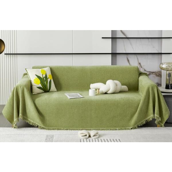 HomeFirst マルチカバー シェニール 長方形 マルチカバーソファー 260 ソファーカバー 3 人掛け ソファカバー 大判 ブランケット フリンジ付き ベッドカバー 毛布 無地 柔らかく 吸湿 通気 速乾 洗える 四季通用商品コード...