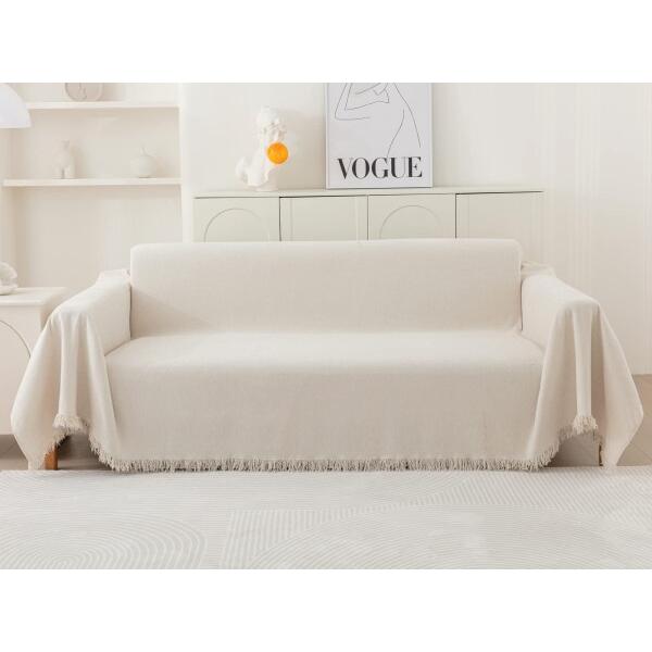 HomeFirst 北欧風 マルチカバー 長方形 大判 マルチカバーソファー ソファーカバー 2 3 人掛け シェニール おしゃれ ブランケットフリンジ付き ベッドカバー カウチ ベッドカバー 毛布 無地 テーブルクロス 柔らかく 吸湿 通...