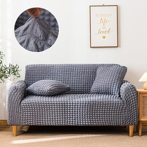 ソファカバー ソファーカバー マルチカバー 肘付き ストレッチ素材 伸縮性良く 柔らかい ふわふわ 北欧風デザイン ソファー保護 洗える 厚手 おしゃれ 優しい肌触り感 四季適用 (グレー, 3人掛け)商品コード：55080938425型番...