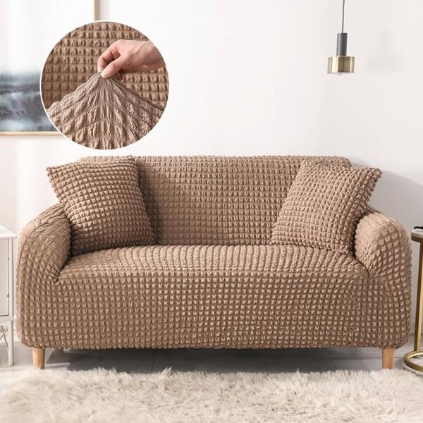 ソファカバー ソファーカバー マルチカバー 肘付き ストレッチ素材 伸縮性良く 柔らかい ふわふわ 北欧風デザイン ソファー保護 洗える 厚手 おしゃれ 優しい肌触り感 四季適用 (ライトブラウン, 3人掛け)商品コード：550809384...