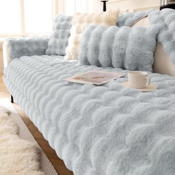 Eamochi ソファーカバー 秋冬用 厚地 ふわふわ 滑り止め 肌触りが気持ちいい 天然素材 上質素材肌触りあったかい かけるだけ 無地 北欧風 1人2人3人4人掛け 寒さ対策 防寒保温 犬 猫 傷 防止 ソファマット 柔らかい 洗える(...