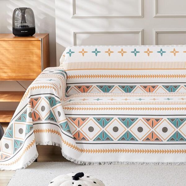 JEMAジェマ ソファーカバー 北欧風 マルチカバー テーブルクロス ソファカバー ベッドカバー 長方形 ブランケット 綿混 リバーシブル 毛布 無地 保護カバー 防塵 キズ防止 汚れ防止 洗える 四季通用 柔らかくて軽く 吸湿 通気 速乾...