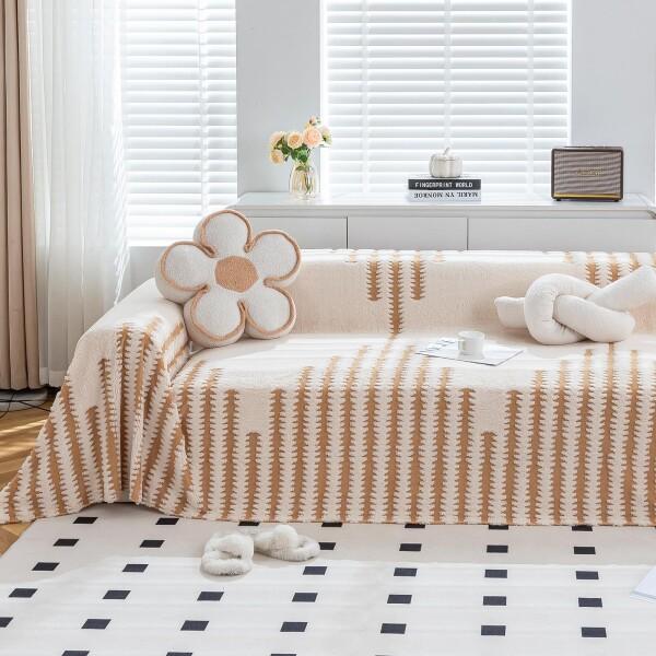 JEMAジェマ ソファーカバー マルチカバー ベッドカバー 長方形 ブランケット 北欧風 冬用 暖かい 3人掛け ふわもこソファーカバー フェイクファー なめらか ふんわり 肌ざわり 汚れ防止 キズ防止 犬猫対策 気分転換 防塵 洗濯可 洗...