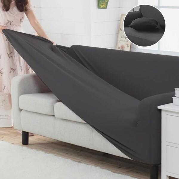 ソファーカバー 北欧風 肘付き 犬猫対策 1人掛け/2人掛け/3人掛け 高弾性 保護カバー 傷防止 爪とぎ防止 滑り止め 柔らかい ストレッチ クッションカバー1枚付 伸縮素材 ソファ フィット 洗える(ブラック, 2人掛け)商品コード：5...