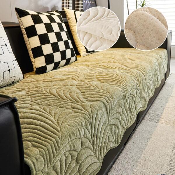 ソファーカバー 葉紋様 肘なし 肘あり兼用 1-3人掛け 掛けるだけ 滑り止め 耐磨性 洗える かわいい 高級 取付簡単 通気性 傷防止 爪とぎ防止 抗菌防臭 吸汗速乾 四季兼用 ペット用 (90*120 グリーン（葉紋様））商品コード：5...