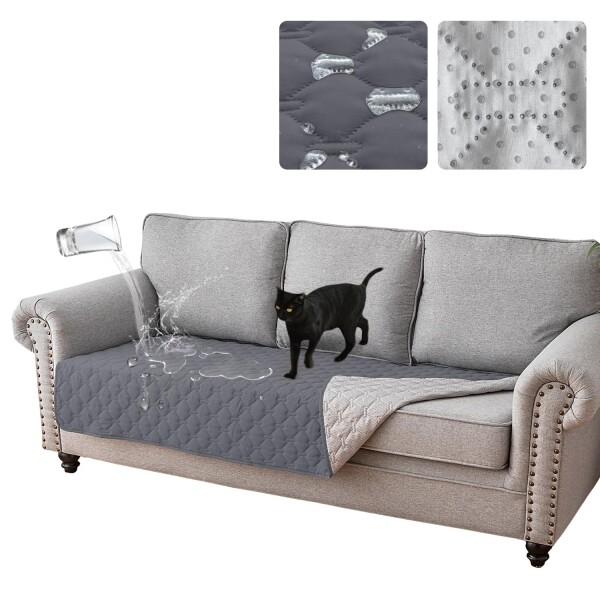 ソファカバー ソファパッド ソファーシーツ ペット 防水 マルチカバー 滑り止め加工 犬猫対策 洗える 傷防止 爪とぎ防止 抗菌防臭 吸汗速乾 取り付け簡単 柔らかい 尿失禁 ベビー 高齢者 介護用 大判 汚れ防止（グレー 滑り止め 107...