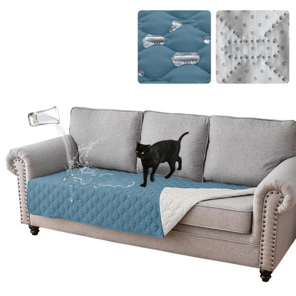 ソファカバー ソファパッド ソファーシーツ ペット 防水 マルチカバー 滑り止め加工 犬猫対策 洗える 傷防止 爪とぎ防止 抗菌防臭 吸汗速乾 取り付け簡単 柔らかい 尿失禁 ベビー 高齢者 介護用 大判 汚れ防止（ブルーグレー 滑り止め ...