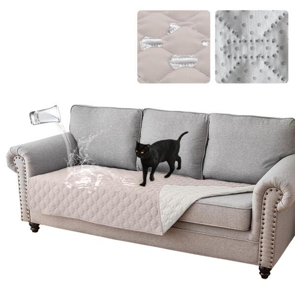 ソファカバー ソファパッド ソファーシーツ ペット 防水 マルチカバー 滑り止め加工 犬猫対策 洗える 傷防止 爪とぎ防止 抗菌防臭 吸汗速乾 取り付け簡単 柔らかい 尿失禁 ベビー 高齢者 介護用 大判 汚れ防止（アンズ 滑り止め 77*...