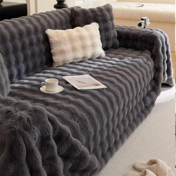 YKFN ソファーカバー 1人2人3人掛け 肘付き マルチカバー ソファー 北欧風 秋冬用 暖かい ソファカバー 長方形 犬猫対策 掛けるだけ 肘なし ブランケット ふんわり もこもこ ずれない ベッドカバー カーペット 汚れ防止 大判 厚...