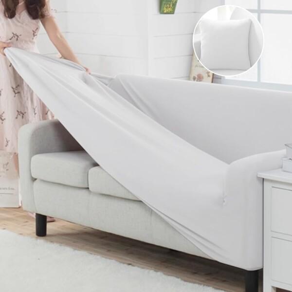 ソファーカバー 北欧風 肘付き 犬猫対策 1人掛け/2人掛け/3人掛け 高弾性 保護カバー 傷防止 爪とぎ防止 滑り止め 柔らかい ストレッチ クッションカバー1枚付 伸縮素材 ソファ フィット 洗える (ホワイト, 2人掛け)商品コード：...