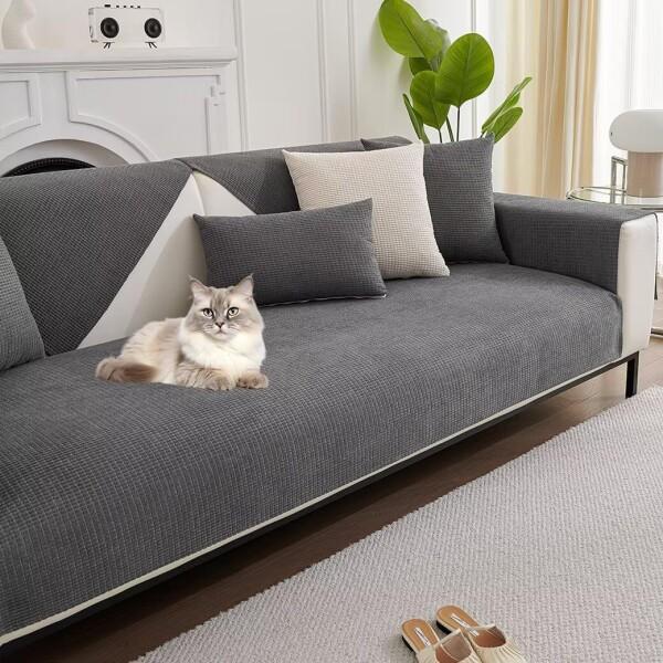 Eamochi ソファーカバー 防水 撥水加工 滑り止め かけるだけ ズレにくい 無地 防水ソファマット 肘付き 肘なし シンプル 四季通用 北欧 おしゃれ ソファーパッド 多機能 厚手 保護カバー 3人4人5人掛け 汚れ防止 犬猫対策 防...