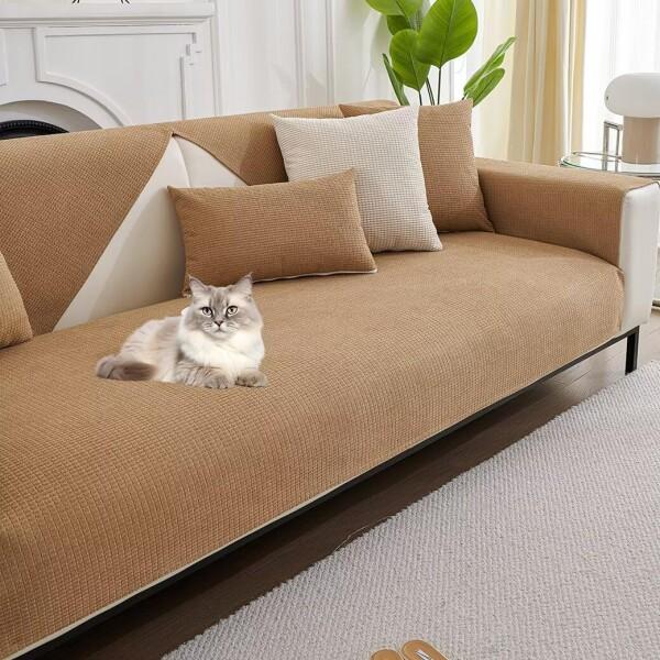 Eamochi ソファーカバー 防水 撥水加工 滑り止め かけるだけ ズレにくい 無地 防水ソファマット 肘付き 肘なし シンプル 四季通用 北欧 おしゃれ ソファーパッド 多機能 厚手 保護カバー 3人4人5人掛け 汚れ防止 犬猫対策 防...