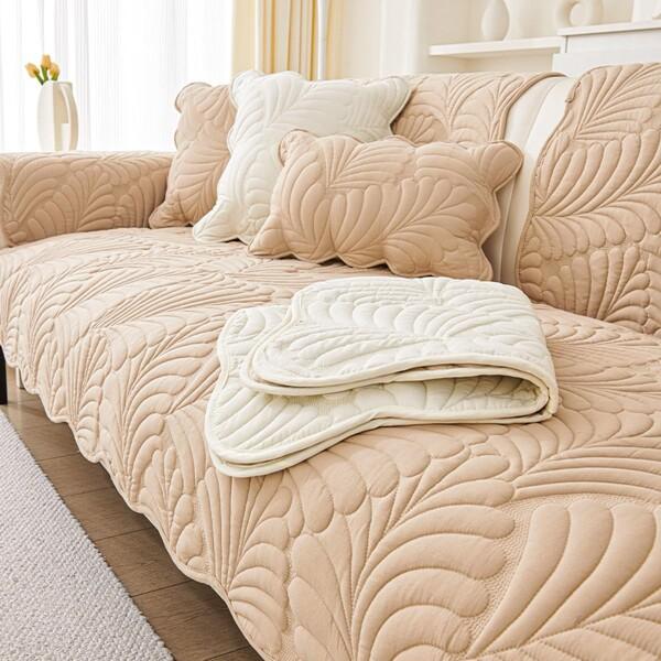 Rayiisuy マルチカバー キルト ソファカバー ふわふわ かけるだけ 可愛い バナナリーフ柄 中わた入り 無地 厚手 ソファーシーツ シンプル ベッドカバー キルティング 洗える（カーキ,70*120cm）商品コード：55080939...