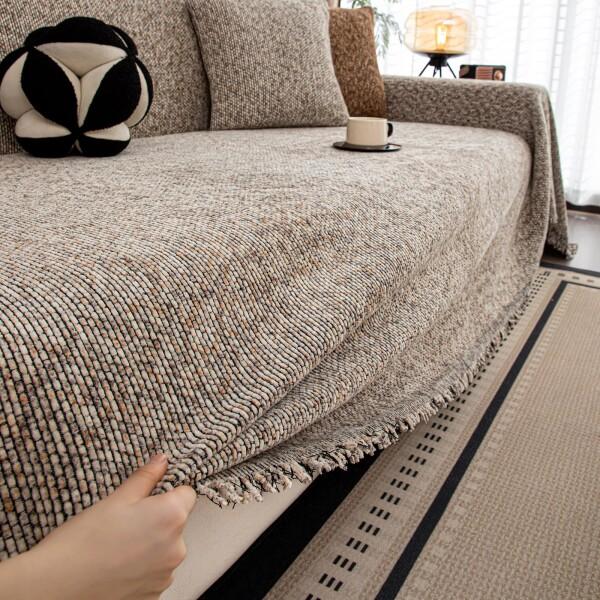 通気性・北欧風 マルチカバー 多彩な・色織り ソファカバー 幅約180cm,長さ約260cm, 厚手 ソファプロテクター フリンジ付き 高密度 長持ちソファスロー チェック柄 ふんわり肌ざわり・洗濯機対応 ソファーベッドカバー リビング用・...