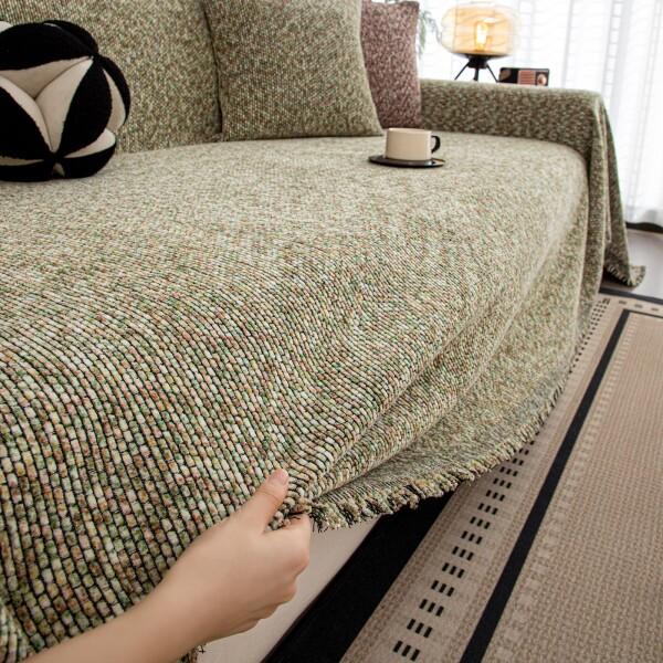 通気性・北欧風 マルチカバー 多彩な・色織り ソファカバー 幅約180cm,長さ約300cm, 厚手 ソファプロテクター フリンジ付き 高密度 長持ちソファスロー チェック柄 ふんわり肌ざわり・洗濯機対応 ソファーベッドカバー リビング用・...