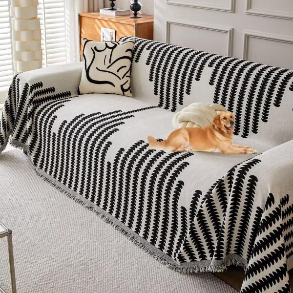 Nnamiiko マルチカバー ソファー 北欧風 犬猫対策 爪とぎ防止 おしゃれ ソファカバー 1人 2人掛け 3人掛け 肘付き かけるだけ マルチカバー ベッドカバー 長方形 大判 フリンジ付き ソファーベッド ブランケット 保護カバー ...