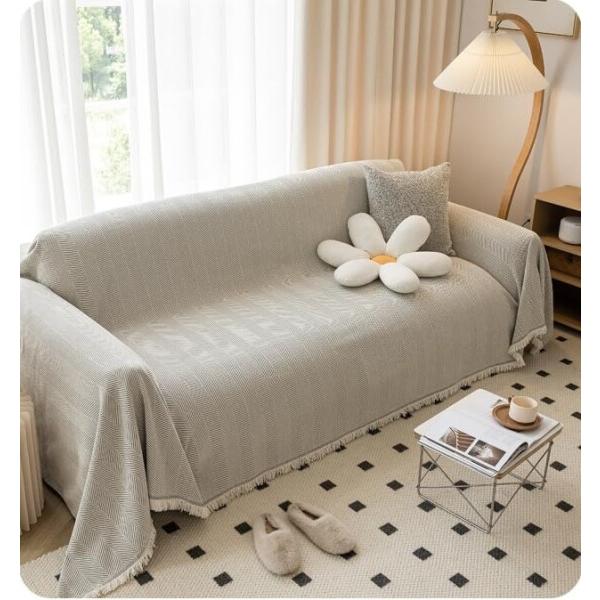 ソファーカバー マルチカバー 北欧風  ソファー カバー ブランケット 大判 長方形 3人掛け 肘付き 多機能 防塵 爪とぎ防止 汚れ防止 滑り止め おしゃれ 四季通用 洗える (ベッジュ, 180*130cm)商品コード：55080939...