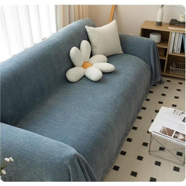 ソファーカバー マルチカバー 北欧風  ソファー カバー ブランケット 大判 長方形 3人掛け 肘付き 多機能 防塵 爪とぎ防止 汚れ防止 滑り止め おしゃれ 四季通用 洗える (ネイビーブルー, 180*230cm)商品コード：55080...