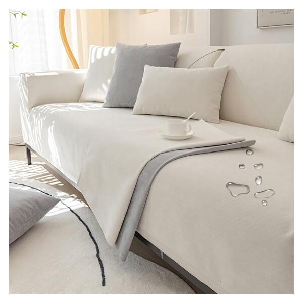 防水マルチカバー シェニール織 滑り止め ソファーカバー 厚手 犬猫用シート ペット用 ソファパッド キズ 汚れ防止 ソファー保護カバー 出窓 無地 ラグマット かけるだけ 便利 防塵カバー 四季通用（ホワイト，90*120cm）商品コード...