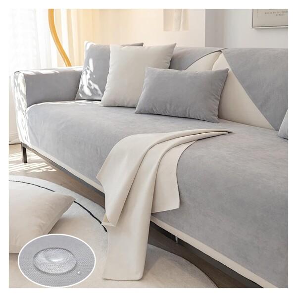 防水マルチカバー シェニール織 滑り止め ソファーカバー 厚手 犬猫用シート ペット用 ソファパッド キズ 汚れ防止 ソファー保護カバー 出窓 無地 ラグマット かけるだけ 便利 防塵カバー 四季通用（グレー，70*120cm）商品コード：...